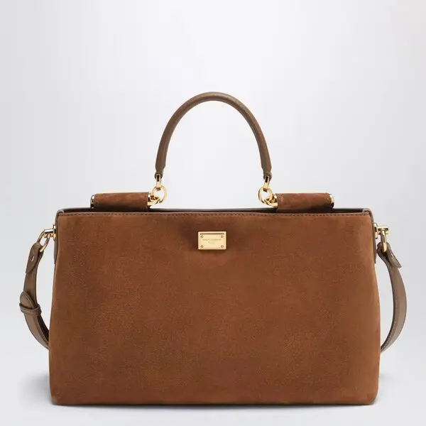 Dolce & Gabbana Medium Vittoria Suede Top Handle Bag - Brown