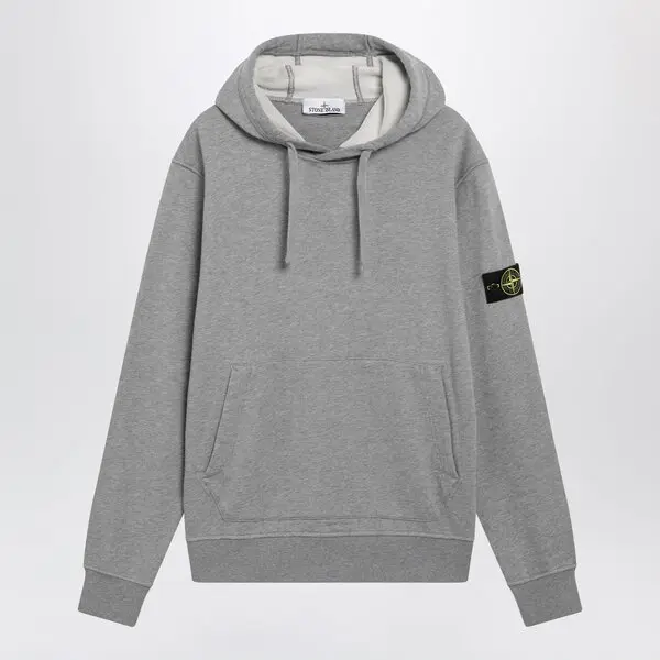Stone Island Grey Melange Cotton Hoodie - Gray