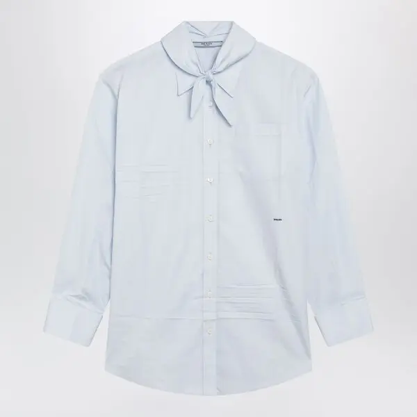 Prada Light Cotton Shirt With Scarf - Blue