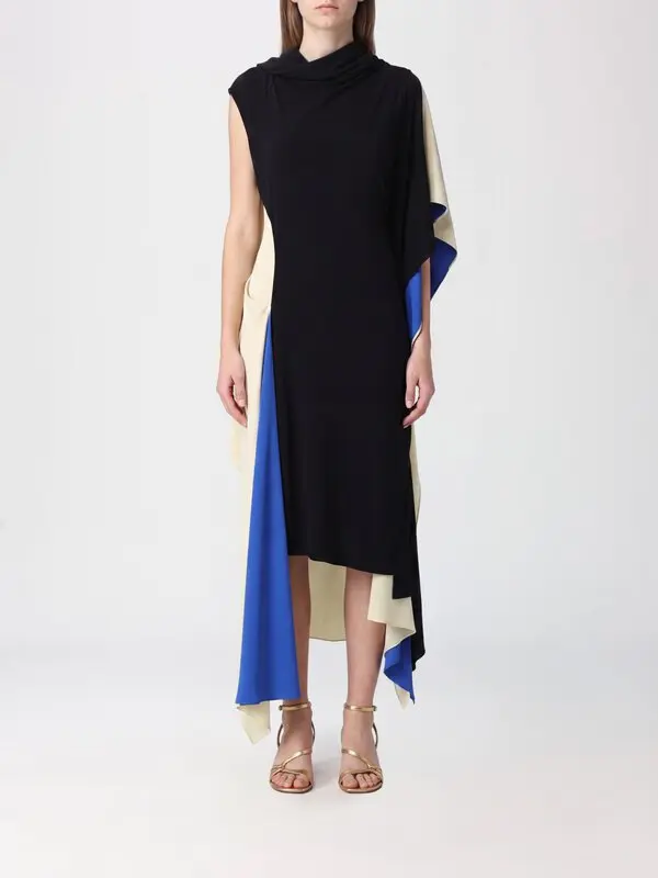 Loewe Asymmetrical Draped Dress - Multicolor