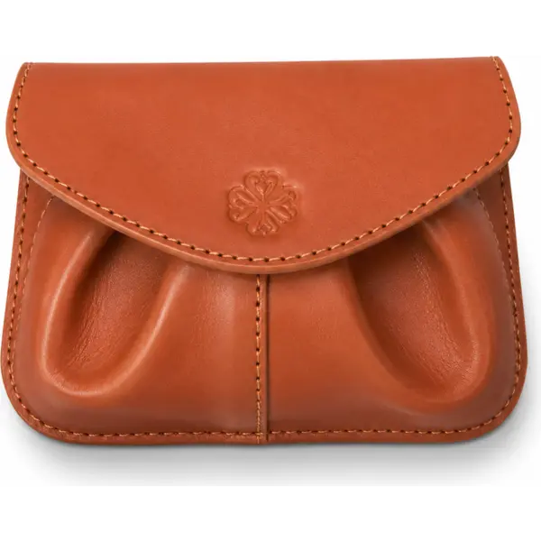 ROSZUAR Crin Liora Sculptural Leather Card Case - Cognac