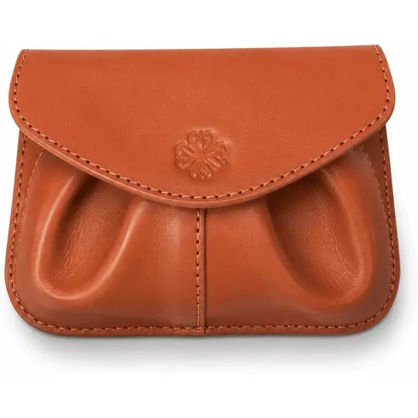 ROSZUAR Crin Liora Sculptural Leather Card Case - Cognac