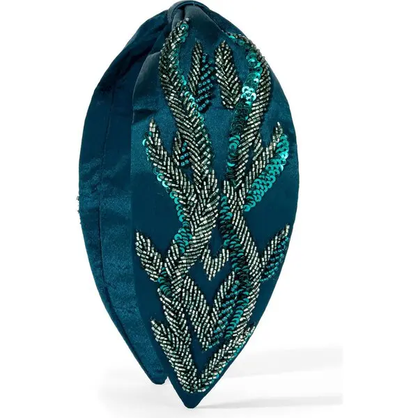 HAIR DRAMA CO Embellished Sequined Headband - Blue