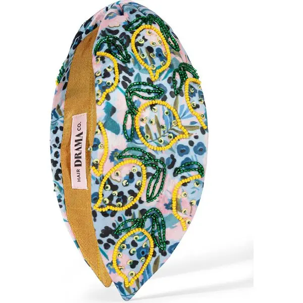HAIR DRAMA CO. Limoncello Embellished Knotted Headband - Blue