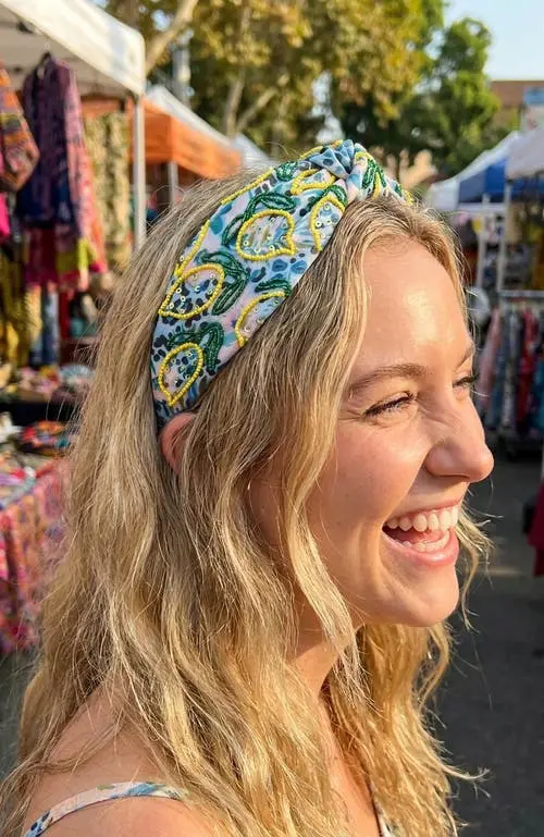 HAIR DRAMA CO. Limoncello Embellished Knotted Headband