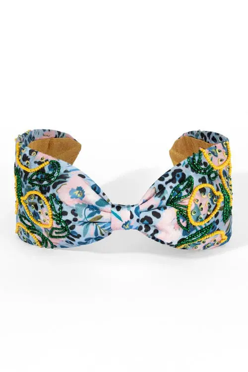 HAIR DRAMA CO. Limoncello Embellished Knotted Headband