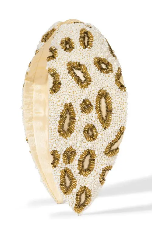 HAIR DRAMA CO Champagne Leopard Headband - Ivory