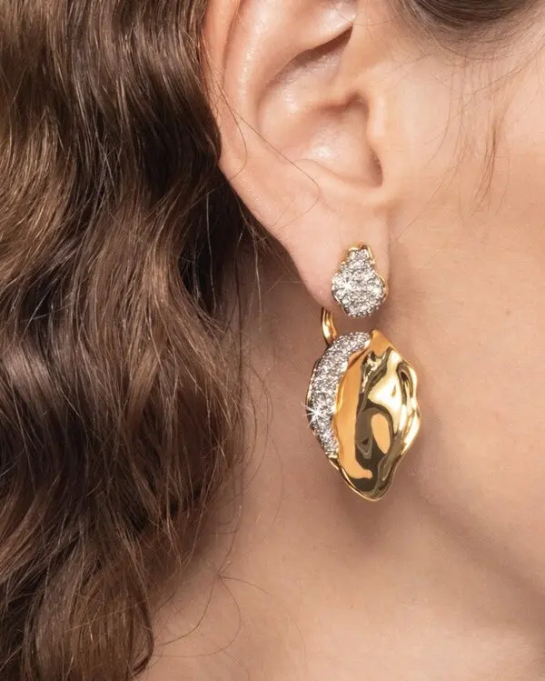 Alexis Bittar Crystal Petal Front-back Earrings - Gold