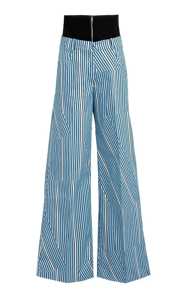 Silvia Tcherassi Ruelle Cotton Straight Leg Pants - Stripe