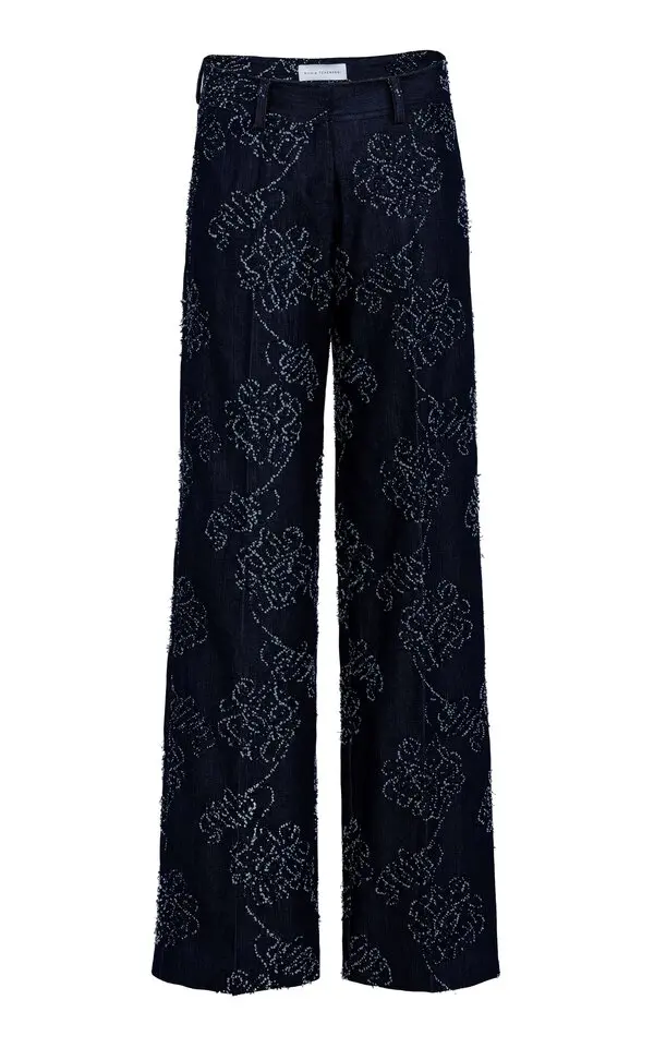 Silvia Tcherassi Ulla Cotton-blend Straight Leg Pants - Navy