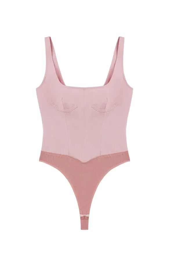 NOCTURNE Boned Detail Bodysuit - Pink