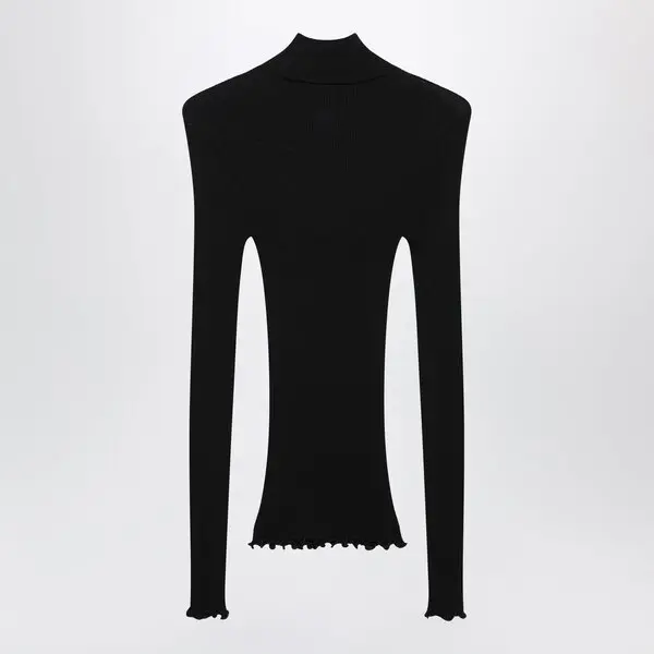 Prada Ribbed Cotton Turtleneck With Enamelled Triangle Logo