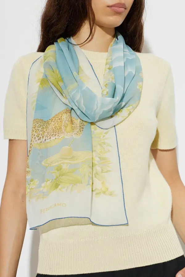 FERRAGAMO Silk Scarf With Floral Motif