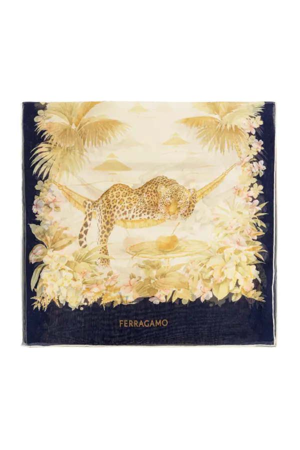 FERRAGAMO Silk Scarf With Floral Motif - Yellow