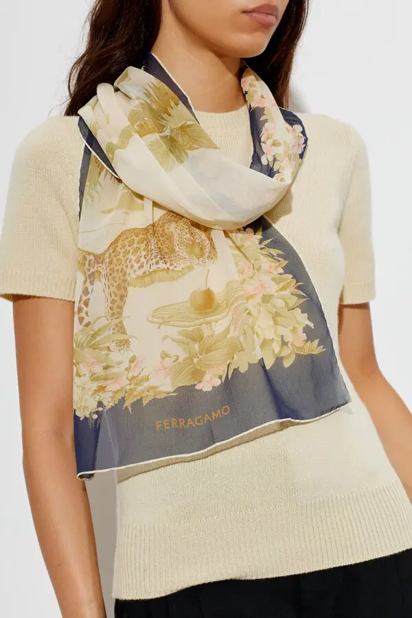FERRAGAMO Silk Scarf With Floral Motif