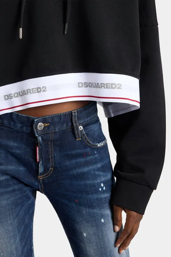 Dsquared2 Tape Elastic Onion Cropped Hoodie