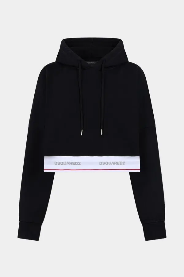 Dsquared2 Cropped Logo Hoodie - Black