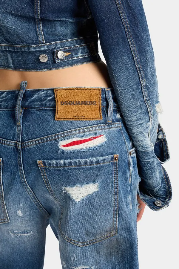 Dsquared2 Distressed Patchwork Long Denim Shorts