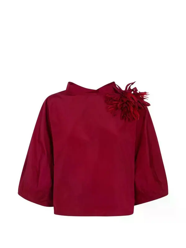 Liviana Conti Floral-appliqué Bow-detail Blouse - Red