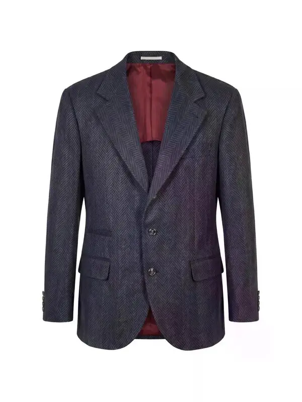 Brunello Cucinelli Herringbone-weave Blazer - Blue