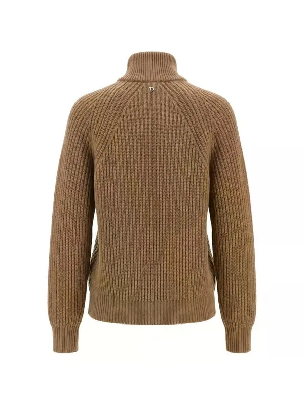 DONDUP Ribbed-knit Asymmetric-zip Cardigan - Brown