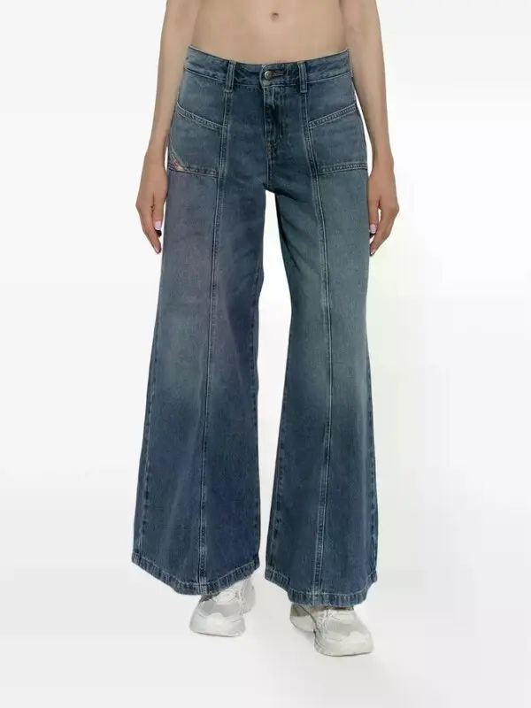 DIESEL® D-akii Panelled Wide Leg Jeans