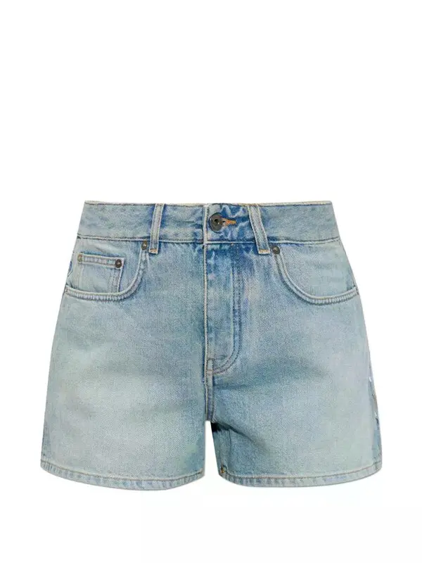 Off-White Embroidered Denim Shorts - Blue
