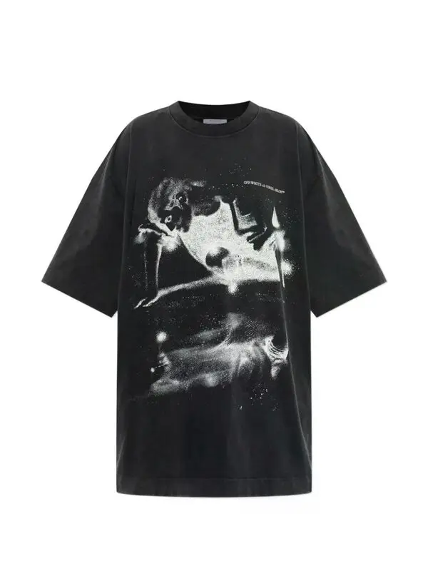 Off-White Graphic-print Mini T-shirt Dress - Black