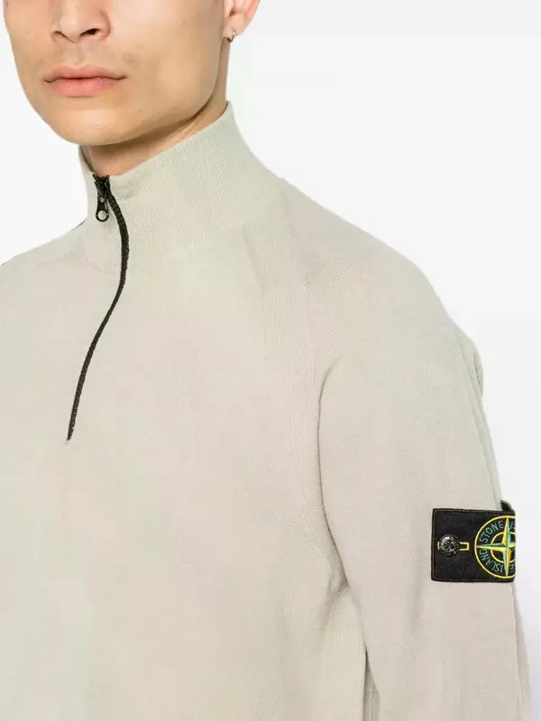 Stone Island Logo-patch Zip-neck Sweater