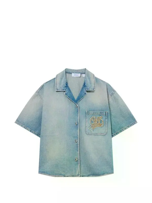 Off-White Logo Patch Short Sleeve Shirt - Blue
