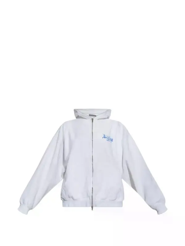 Balenciaga Logo Print Zip-up Hoodie