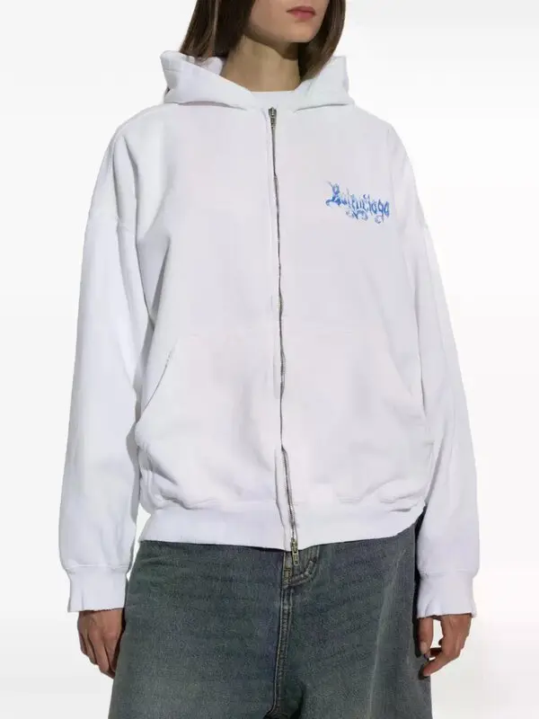 Balenciaga Logo Print Zip-up Hoodie