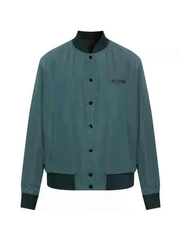 Balmain Logo-embroidered Reversible Bomber Jacket - Green
