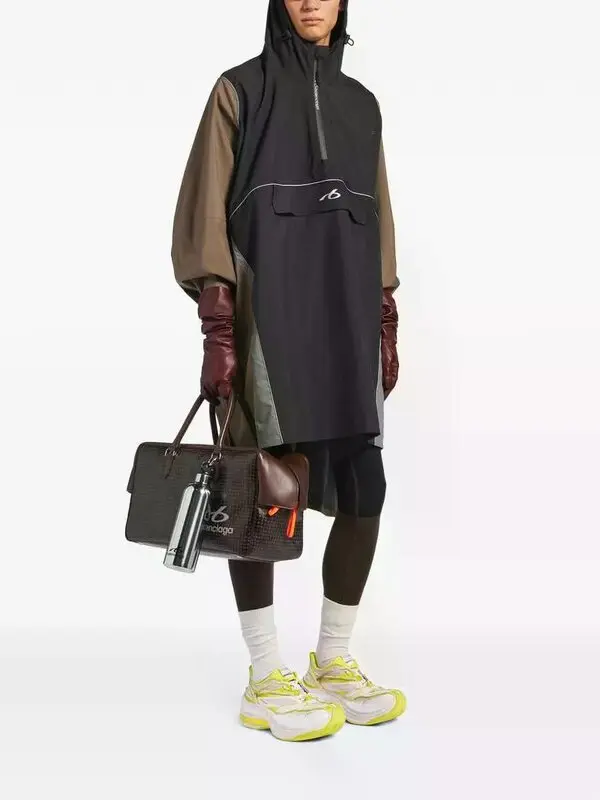 Balenciaga Logo-print Colour-block Hoodie - Black