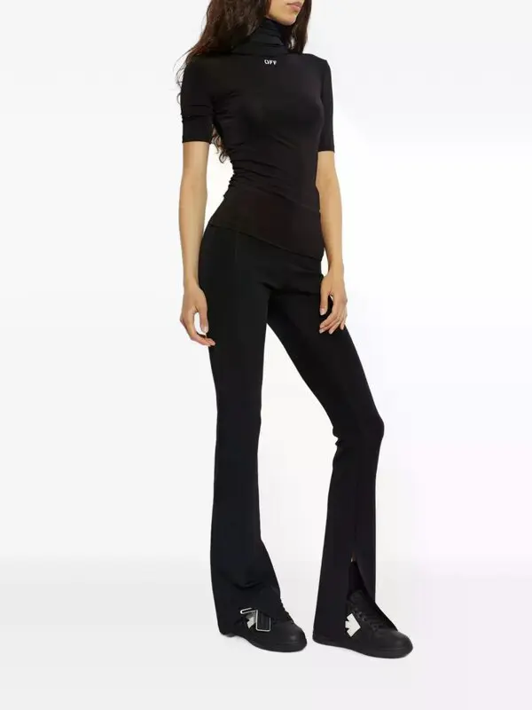 Off-White Logo-embroidered High-neck Top - Black