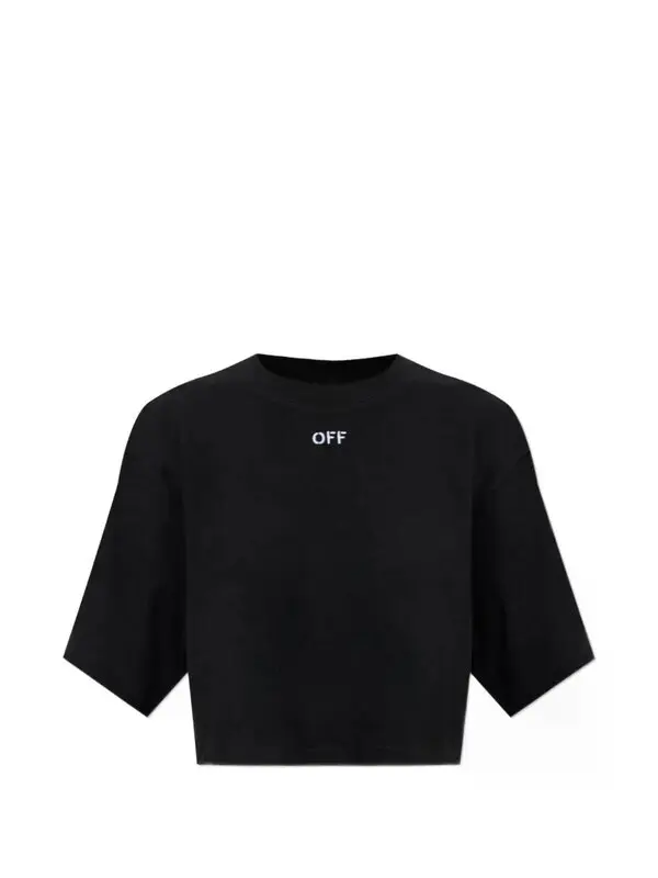 Off-White Logo-embroidered Ribbed T-shirt - Black