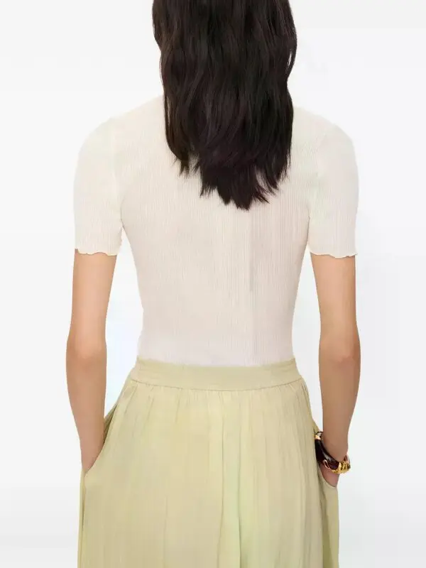 Chloé Lace-trim Ribbed Knit Top - Neutrals