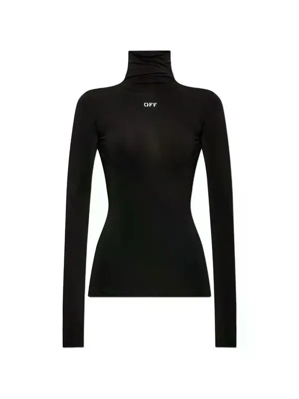 Off-White Logo High Neck Long Sleeve Top - Black