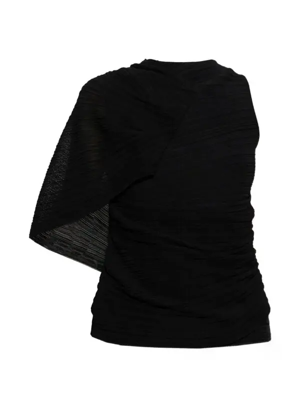 Balmain Pleated One-shoulder Blouse - Black