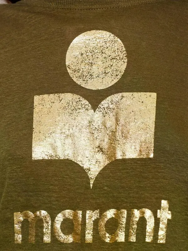 MARANT ETOILE Klowia Long-sleeved T-shirt With Metallic Logo - Green