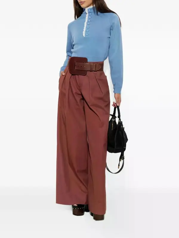 Chloé Pleated Wide-leg Trousers - Red