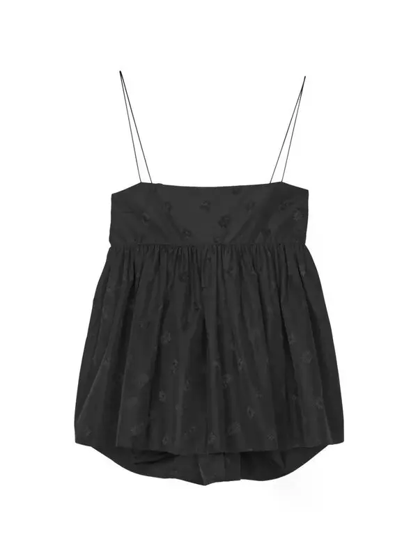 Cecilie Bahnsen Veronica Floral-jacquard Bow Sleeveless Blouse - Black