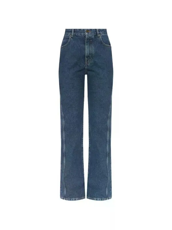 Balmain Logo-embroidered Straight-leg Jeans - Blue