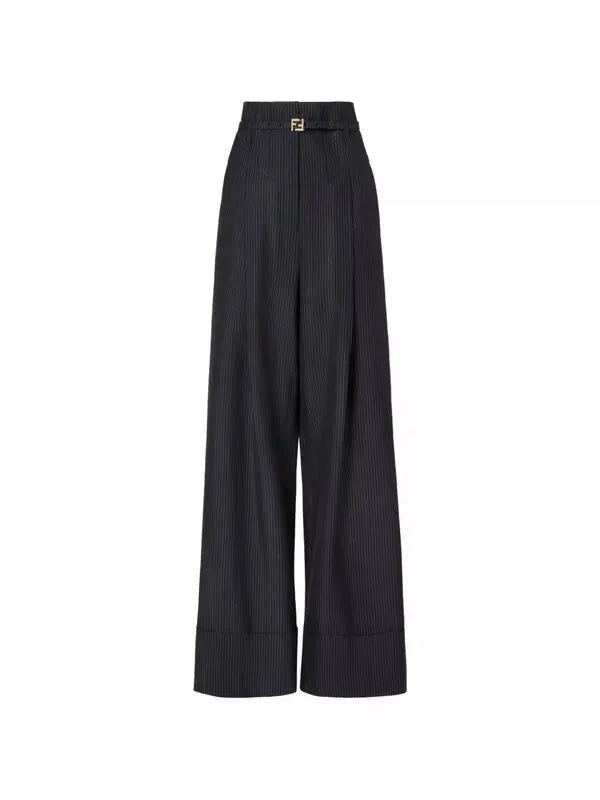 Fendi Pinstripe Pleated Trousers - Black