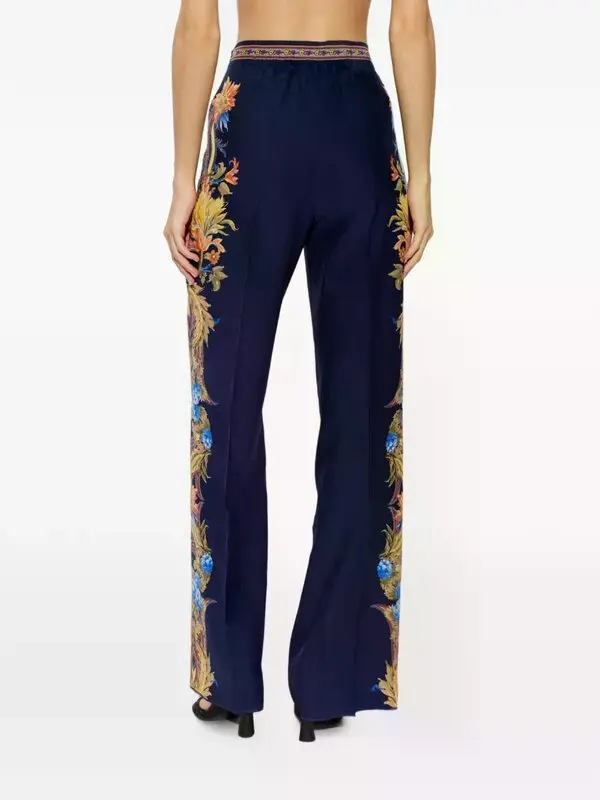 Etro Floral Print Silk Trousers