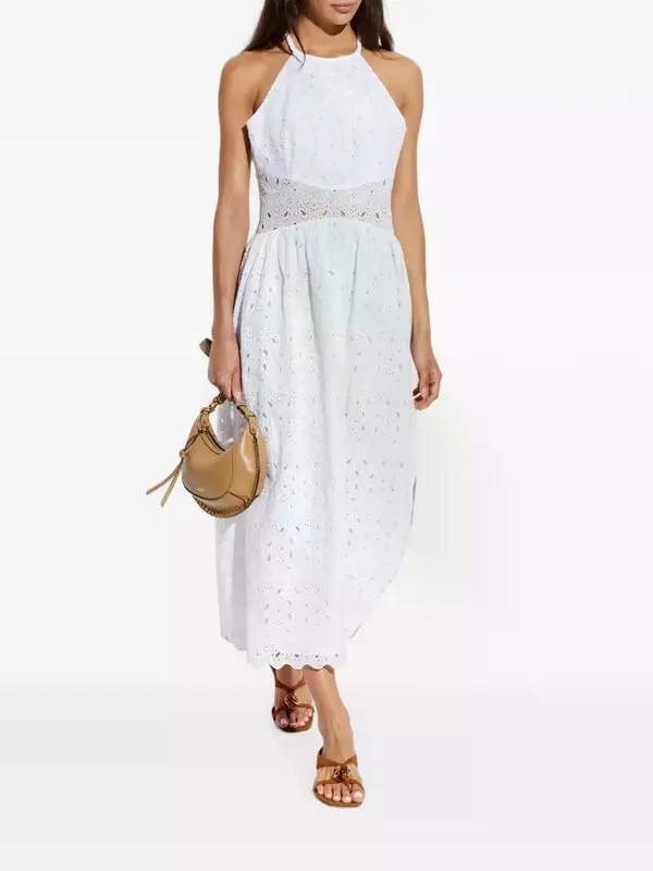 FRAME Broderie Anglaise Halterneck Dress