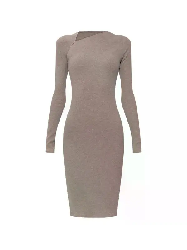 MAISON MARGIELA Asymmetric-neck Ribbed-knit Dress - Neutrals