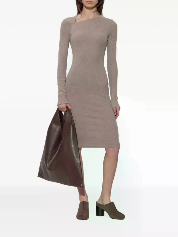 MAISON MARGIELA Asymmetric Ribbed Knit Dress - Neutrals