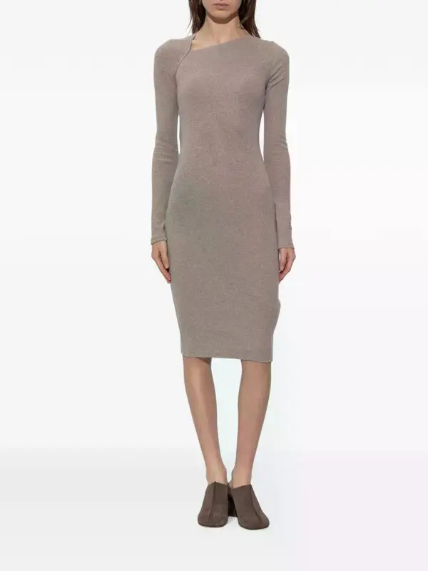 MAISON MARGIELA Asymmetric Ribbed Knit Dress - Neutrals