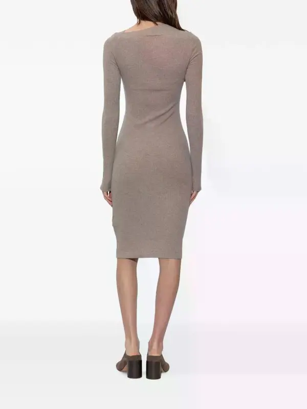 MAISON MARGIELA Asymmetric Ribbed Knit Dress - Neutrals